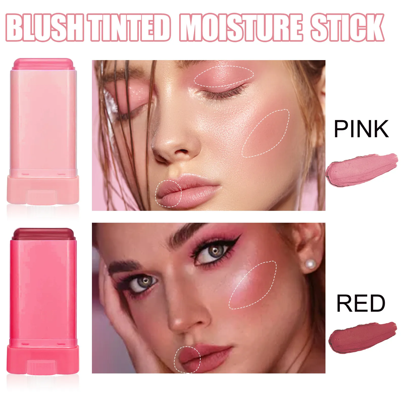 Multipurpose Blush Stick: Waterproof Face Pink Cream Cheek & Eyes ...