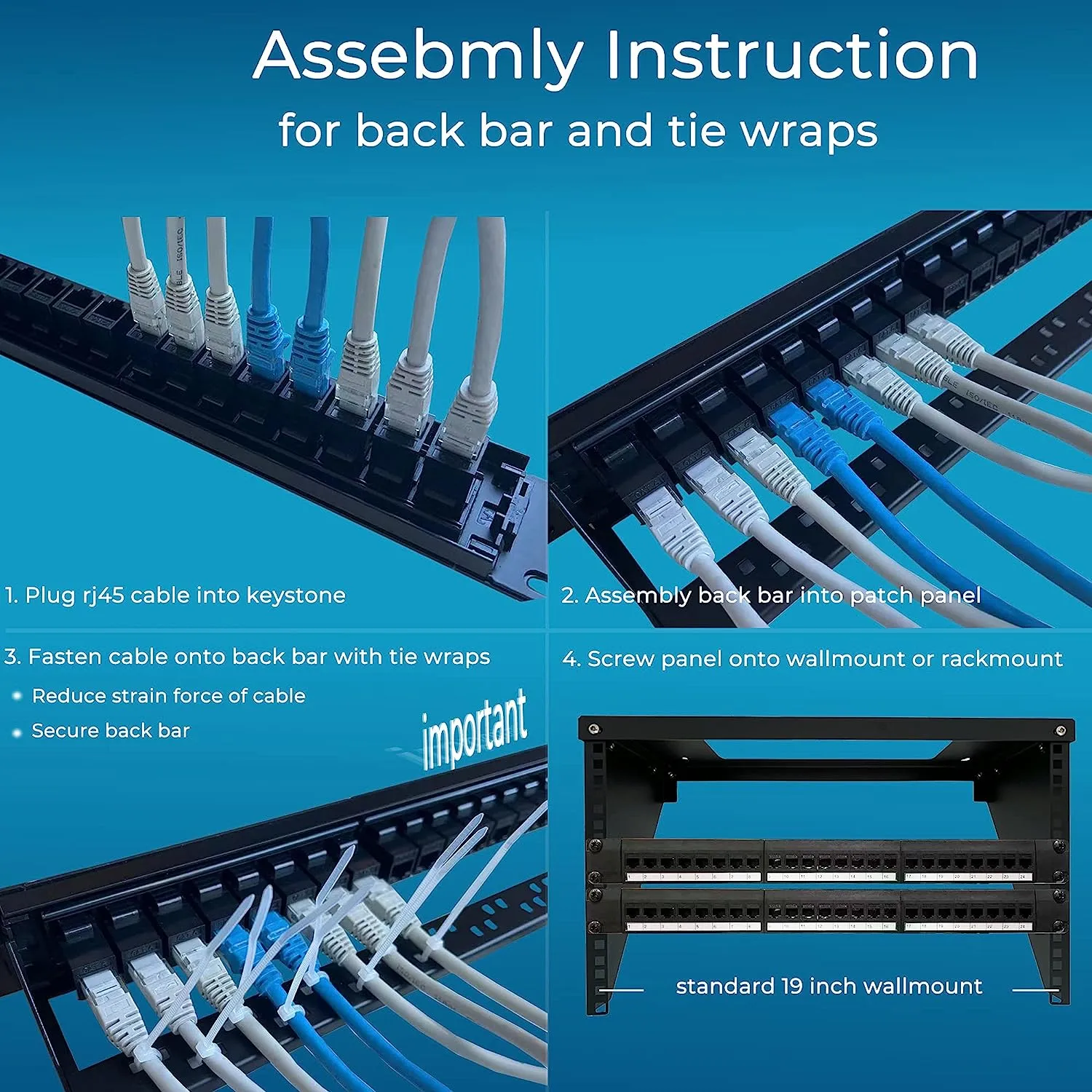 ZoeRax Cat6 Cat6a Cat7 24 Port Patch Panel, RJ45 Keystone Coupler Patch ...