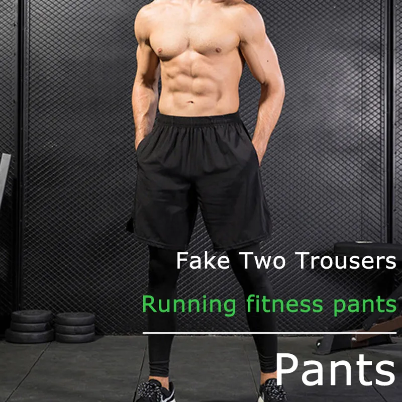 2-in-1 Men's Running Pants - Elastic Gym Training Sweatpants, Crossfit ...