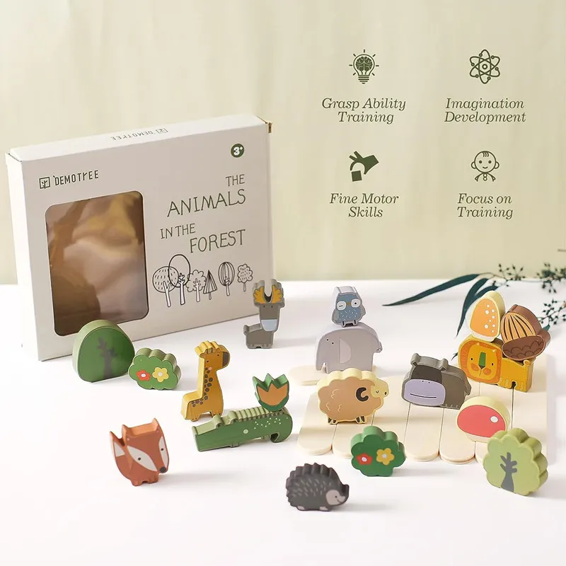 Animal Stacking Toys Kids Wooden Balance Stacking Montessori Toy ...