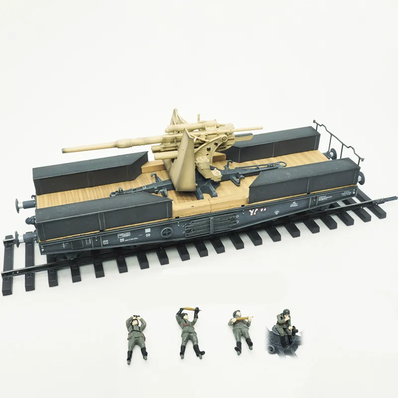 T Model 1:72 Scale Four Axle Train Flatbed Trailer With 88 Launcher & 4 ...