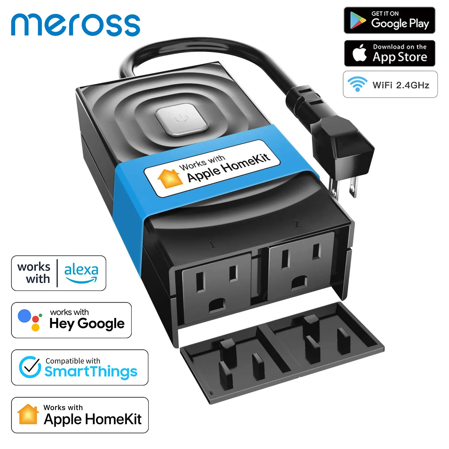 Meross Outdoor Smart Plug, HomeKit Outlet with 2 Sockets, Wi-Fi ...
