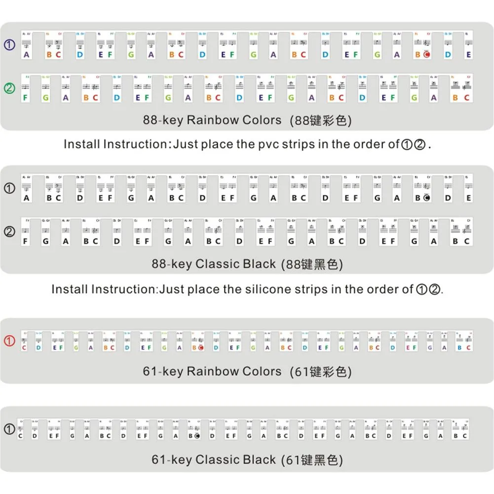 88 Key / 61 Key Piano Keyboard Stickers Paste Free Removable Piano Key ...