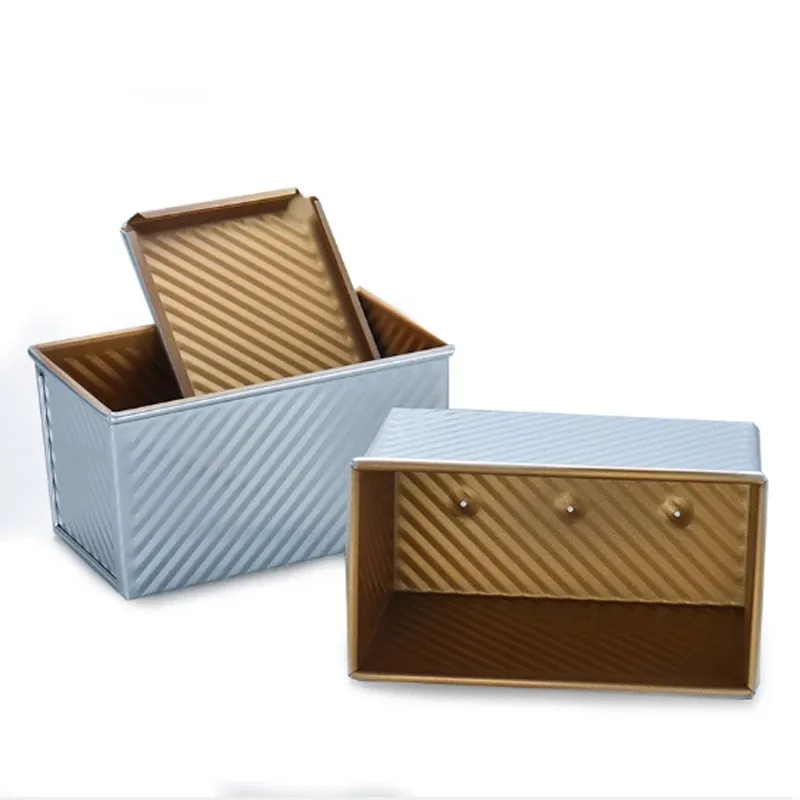 Aluminum Alloy Ripple Non-Stick Toast Bread Loaf Pan Cake Mold Set with ...