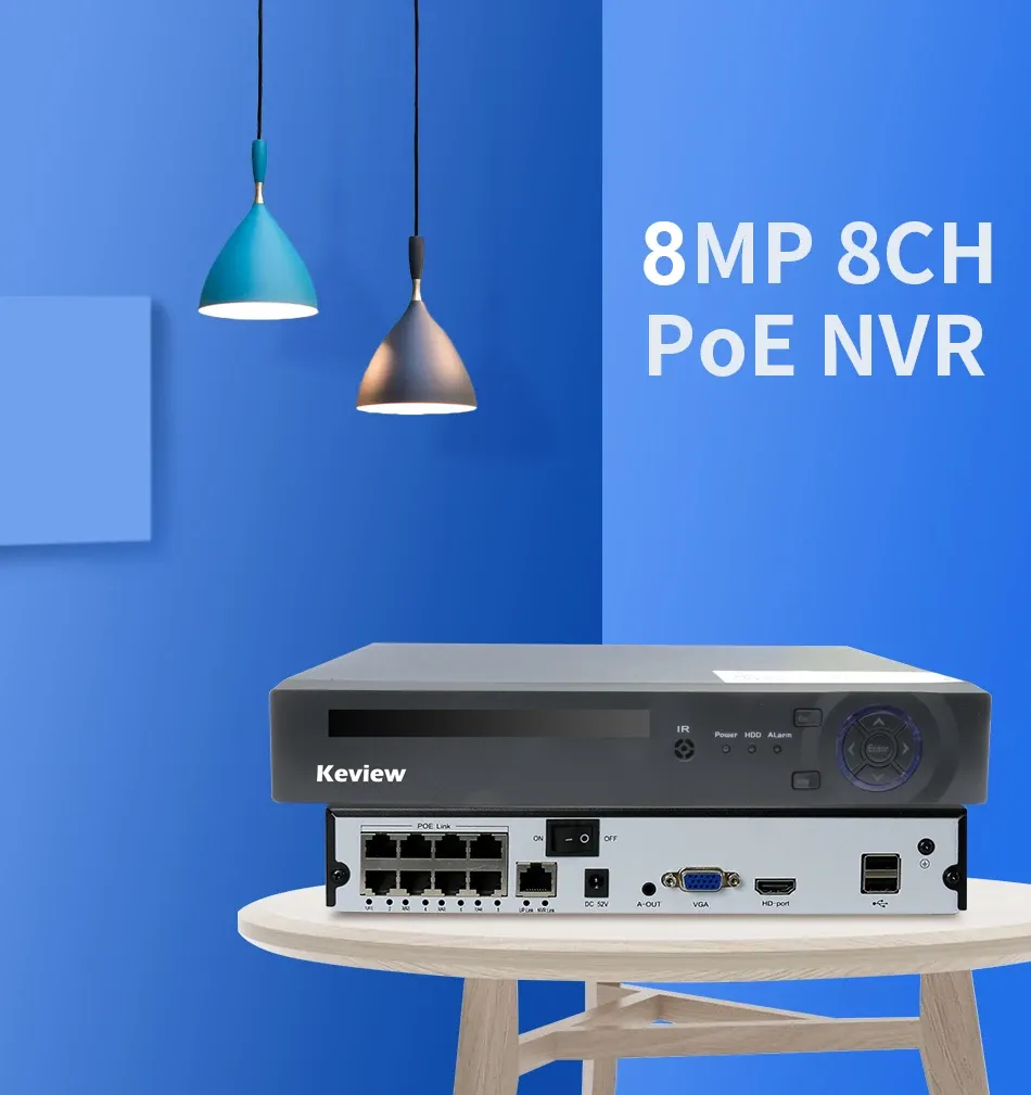Keview H.265 4/8CH PoE NVR 8MP 5MP 4MP 2MP IP Video Surveillance Camera ...