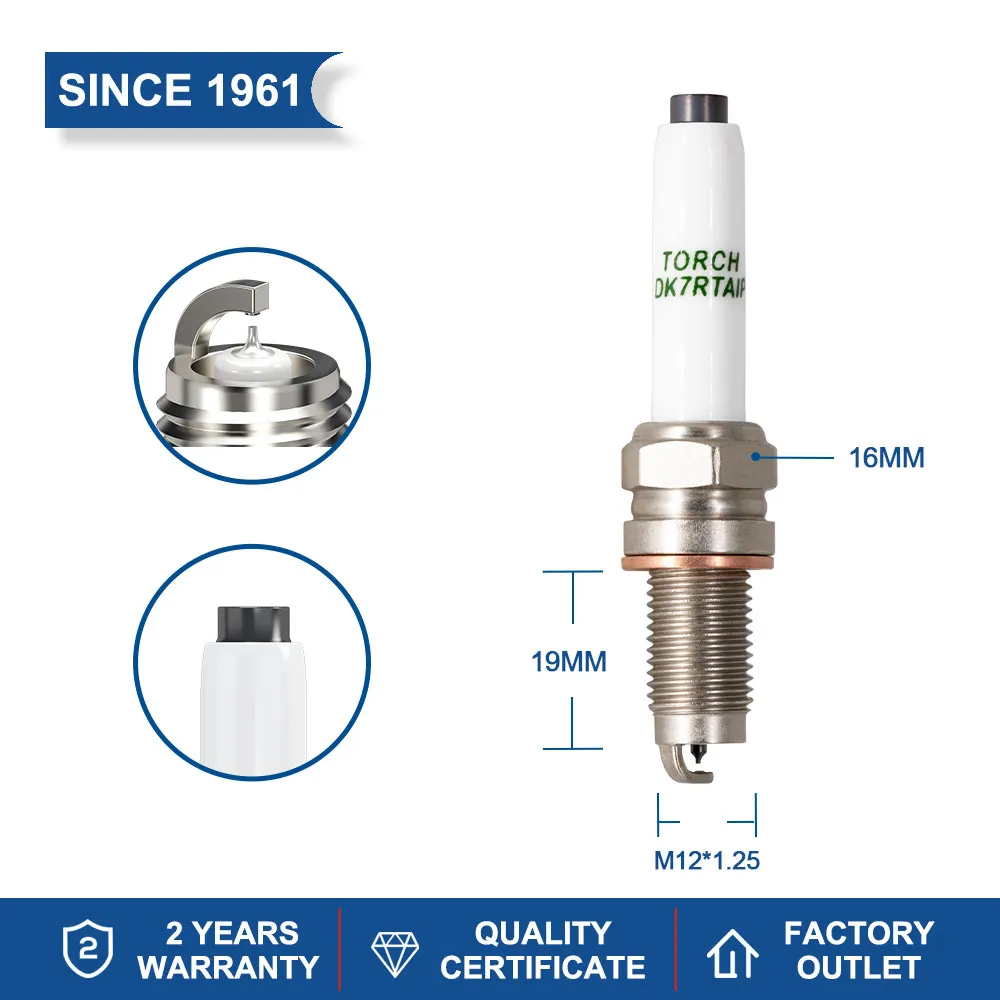 2-Iridium Platinum Spark Plugs TORCH DK7RTAIP Candles Replace for VW 101905606A 04E905602A ...