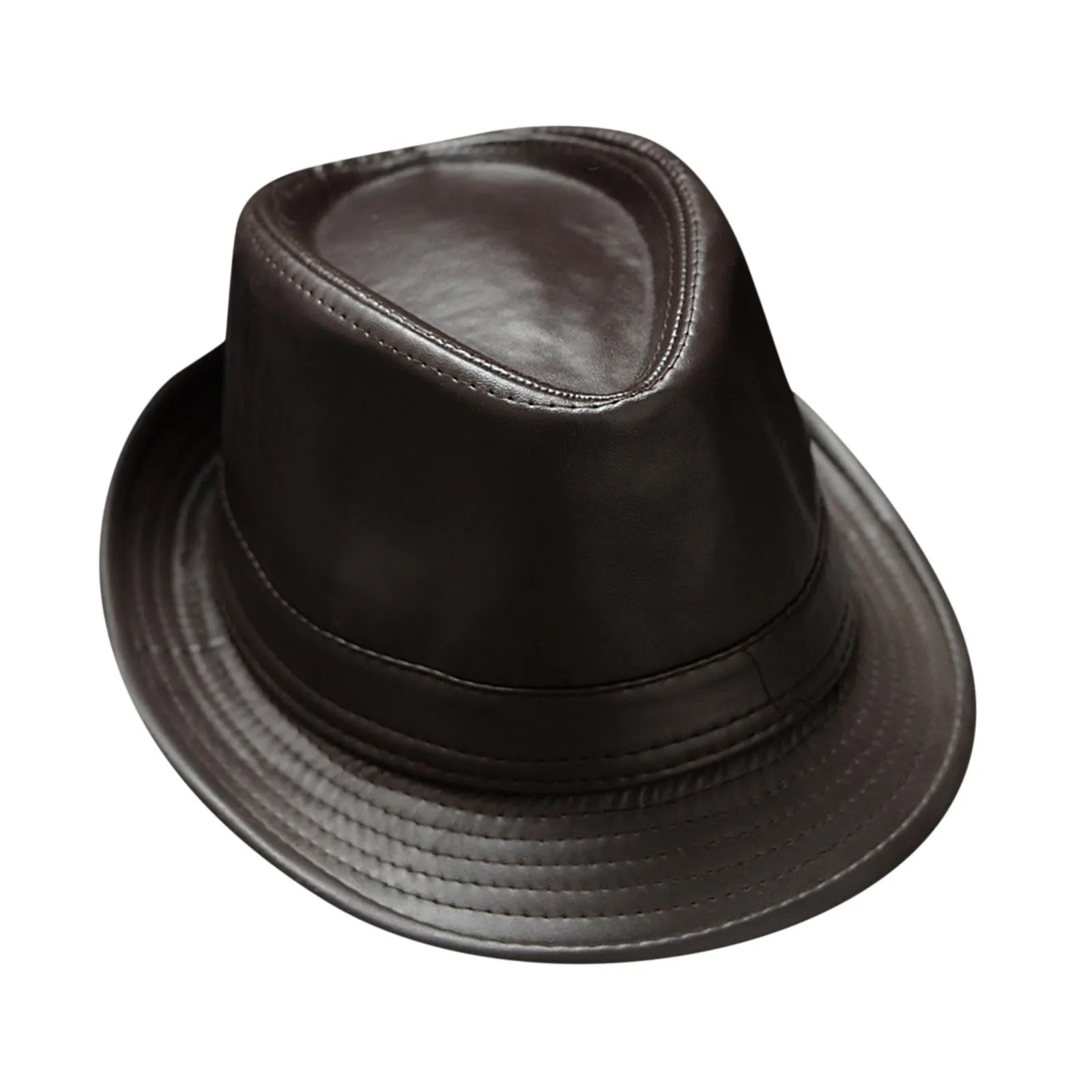 2024Stylish Men's PU Leather Fedora Hats: Retro Jazz Street Dance Dad's ...