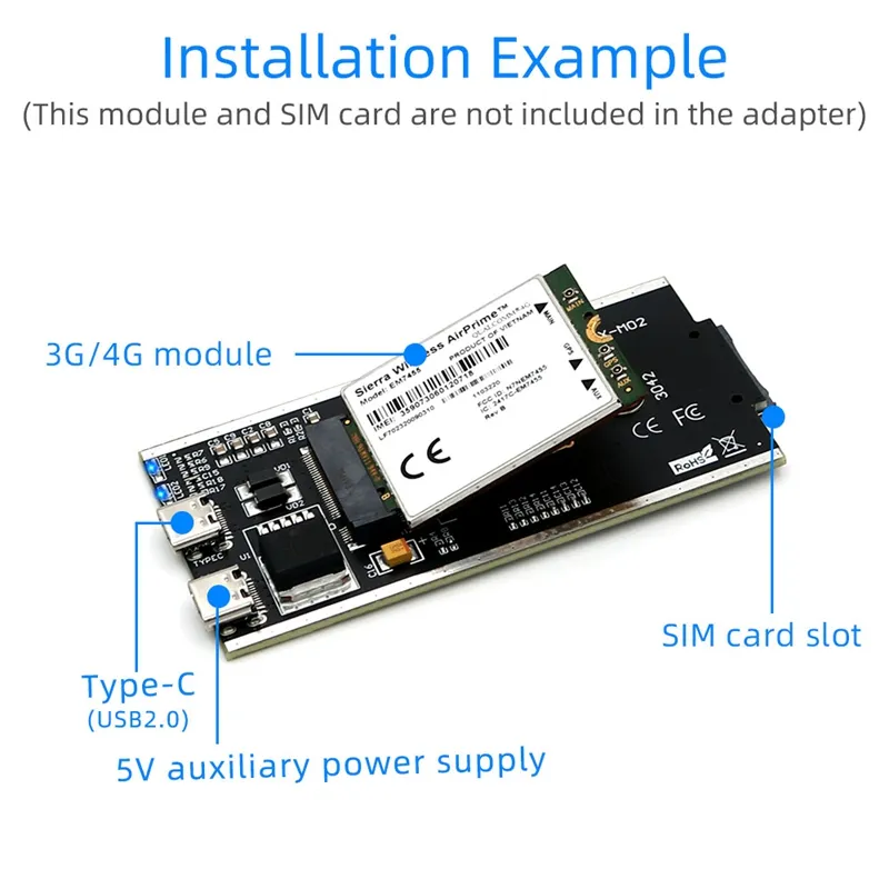 DHgate.com:NGFF(M.2) to USB 2.0 Type-C Adapter: Expandable SIM Slot ...