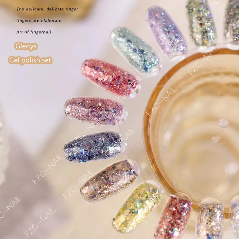 DHgate.com:Colorful Star Gel Nail Polish Glue Semi Permanent UV Varnish, 12 Color Magic Cube ...