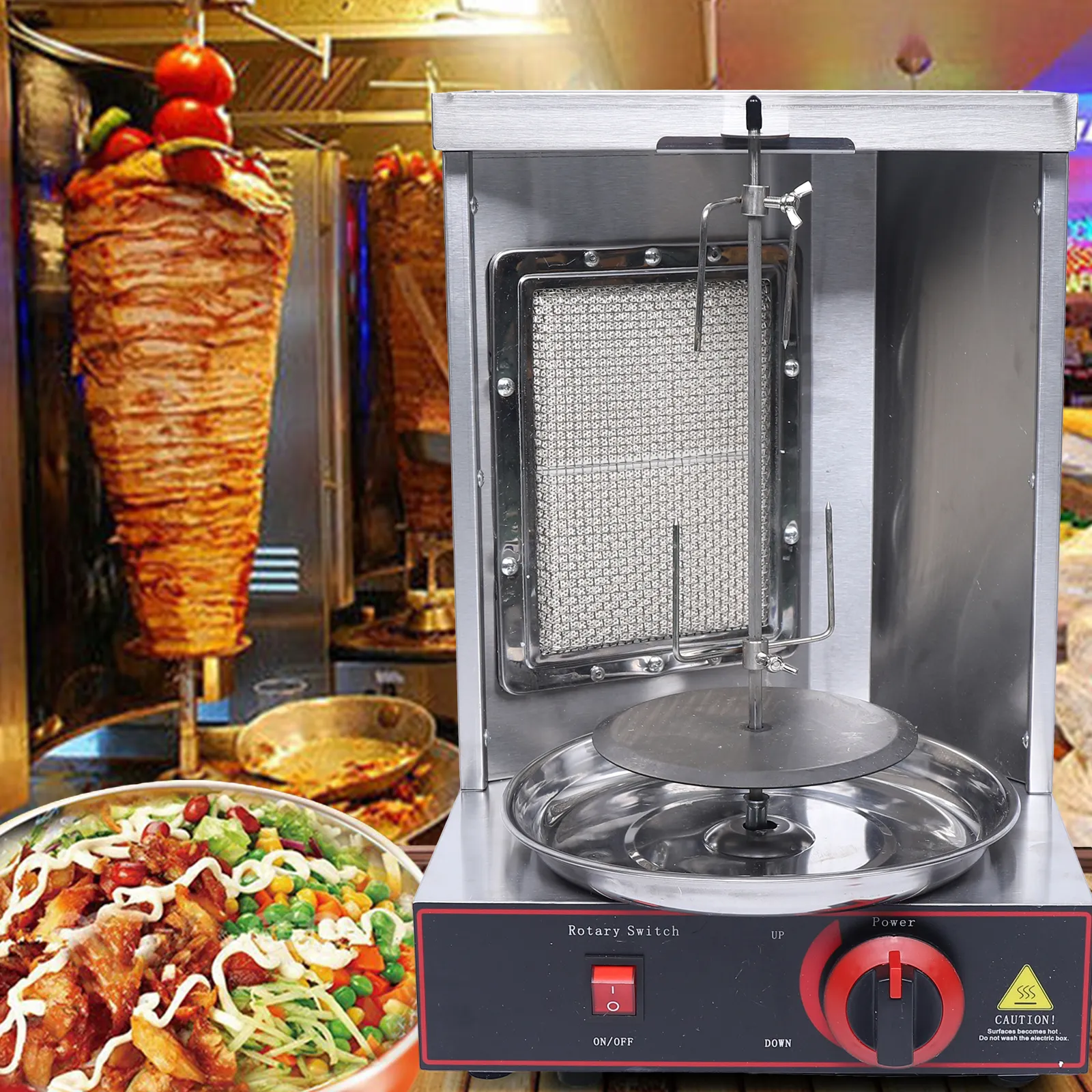 Gas Vertical shawarma equipment for Spinning Doner Kebab and Gyro Grill