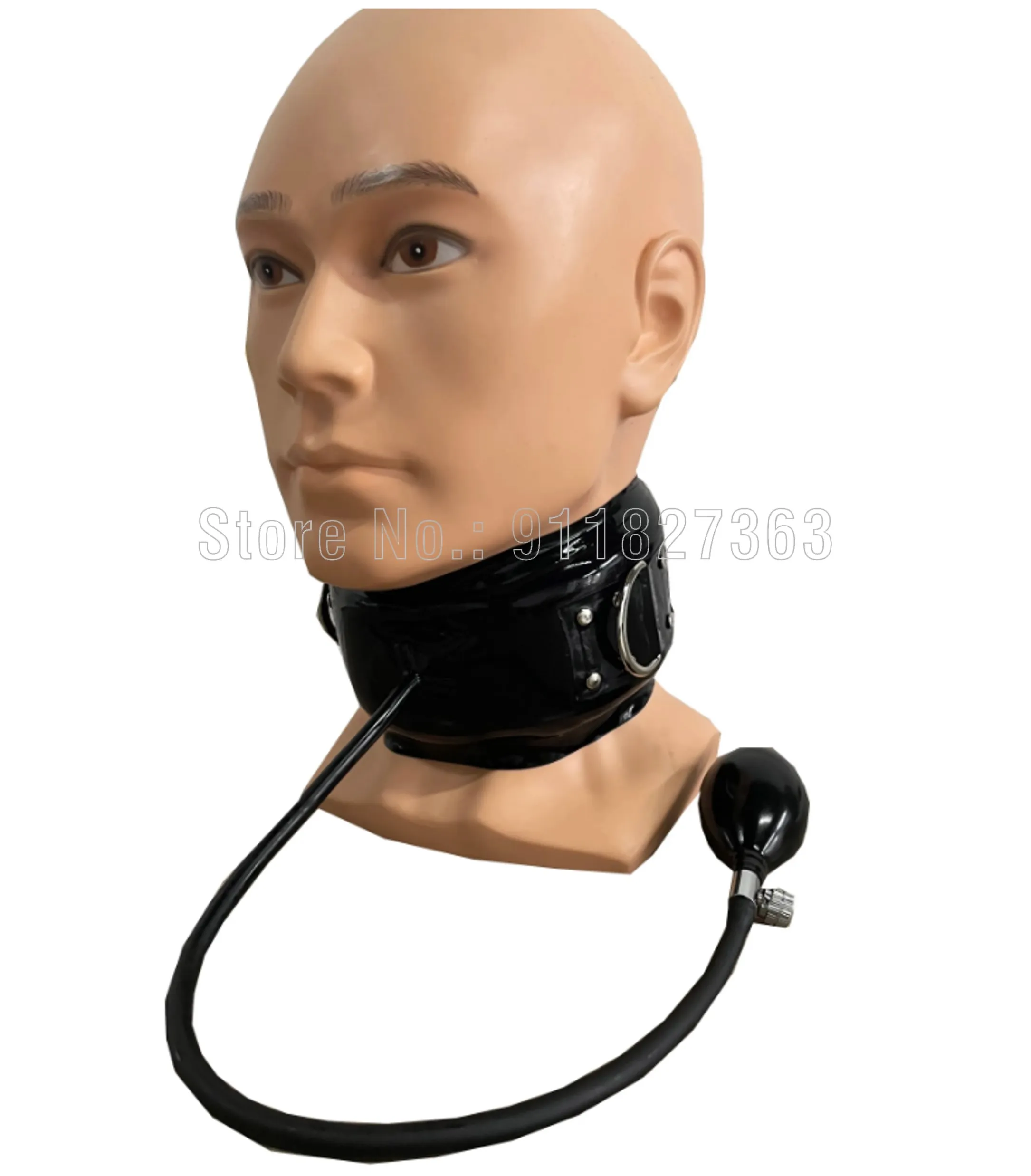 Inflatable Neck Corset Collar Black Latex with Back Zip 1.0mm Thickness ...