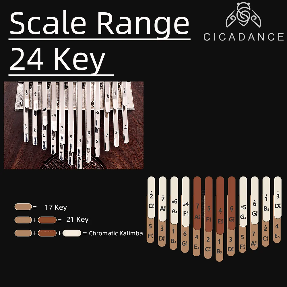 Professional 24 Key Kalimba Thumb Piano Double Layer Black Walnut ...