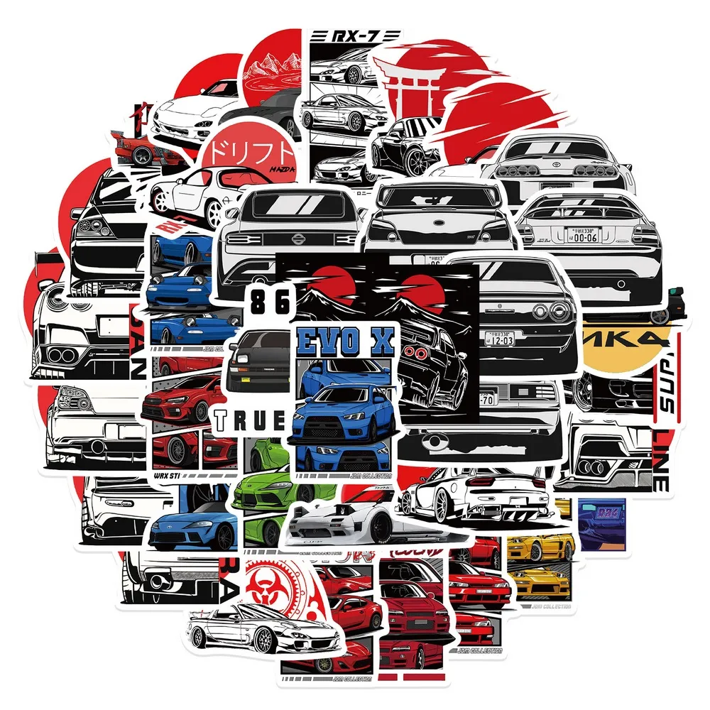 50 Cool Japanese Racing Car JDM cute stickers for Laptop, Luggage, Bike ...