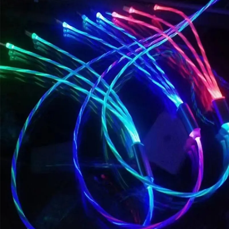 LED Light Up Charging Cables: 1.2M 3 In 1 Glowing USB Type C Cable For ...