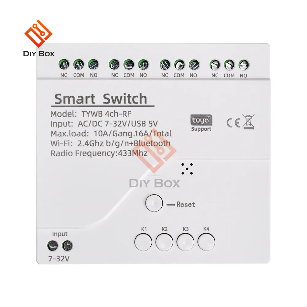 4-Channel Tuya Smart Wi-Fi Motor Switch Module: DC 7-32V RF 433MHz ...