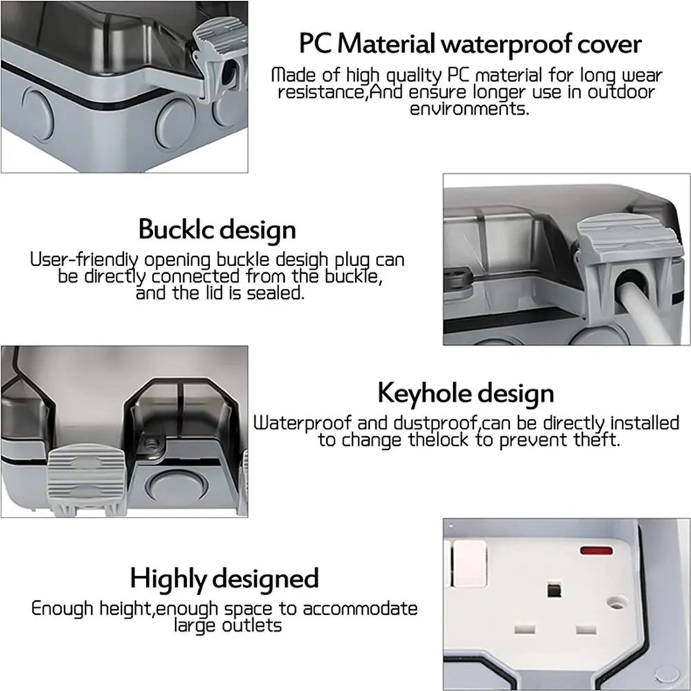 DHgate.com:Weatherproof IP66 Outdoor Socket, Wall-Mounted UK Plug ...