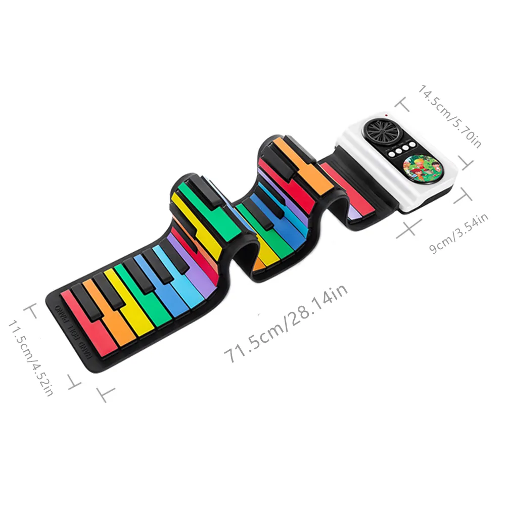 Foldable 49-Key Multicolor Hand Roll-Up Electric Piano for Kids Learning and Musical Fun from ...