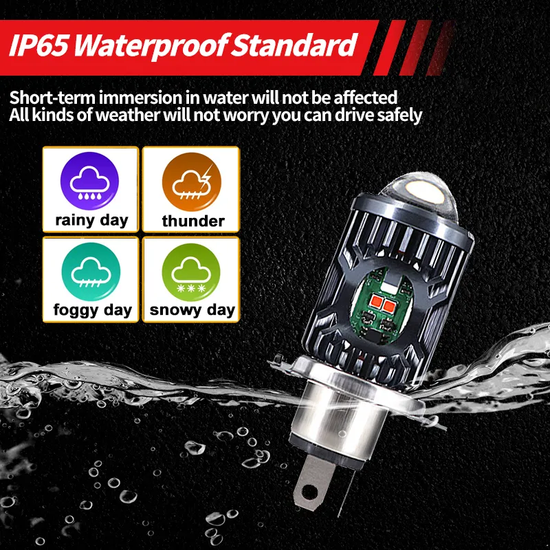 H4 BA20D P15D LED Motorcycle Headlight Bulbs 6500k Hi/lo Beam 3030 5SMD ...