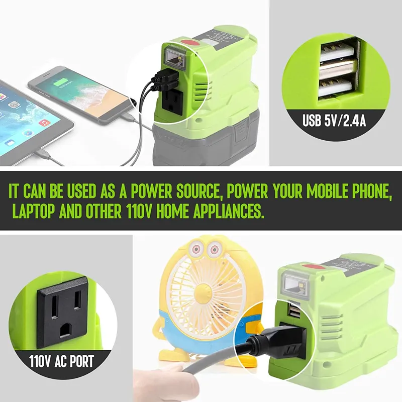 DHgate.com:150W Portable Power Inverter: RYOBI 18V Lithium Battery, Modified Sine Wave, Dual USB ...