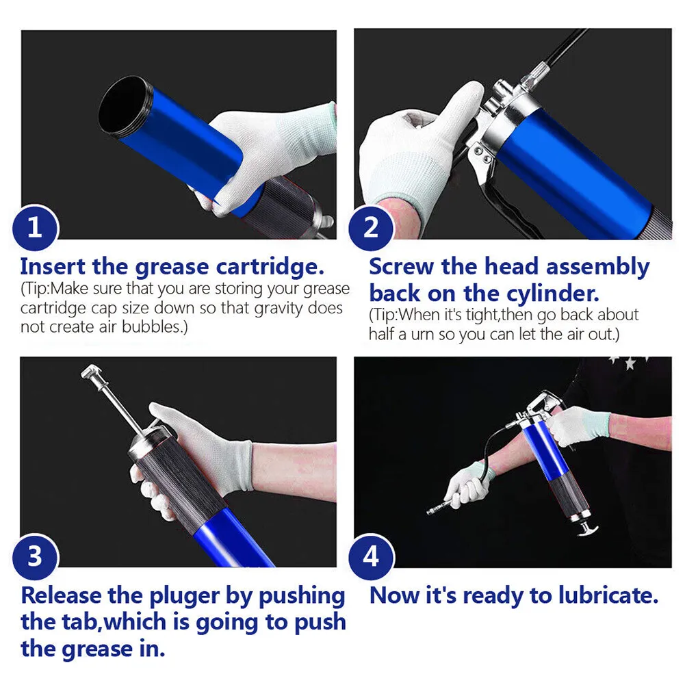 7000PSI High Pressure Grease Gun Hose Kit: 400CC Oil Change Syringe ...