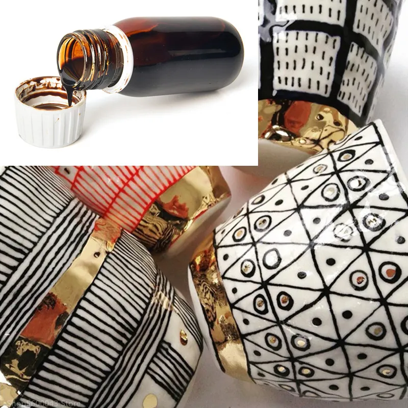 Golden Ceramic Overglaze Color Pigment - Jingdezhen DIY Painting Stroke ...