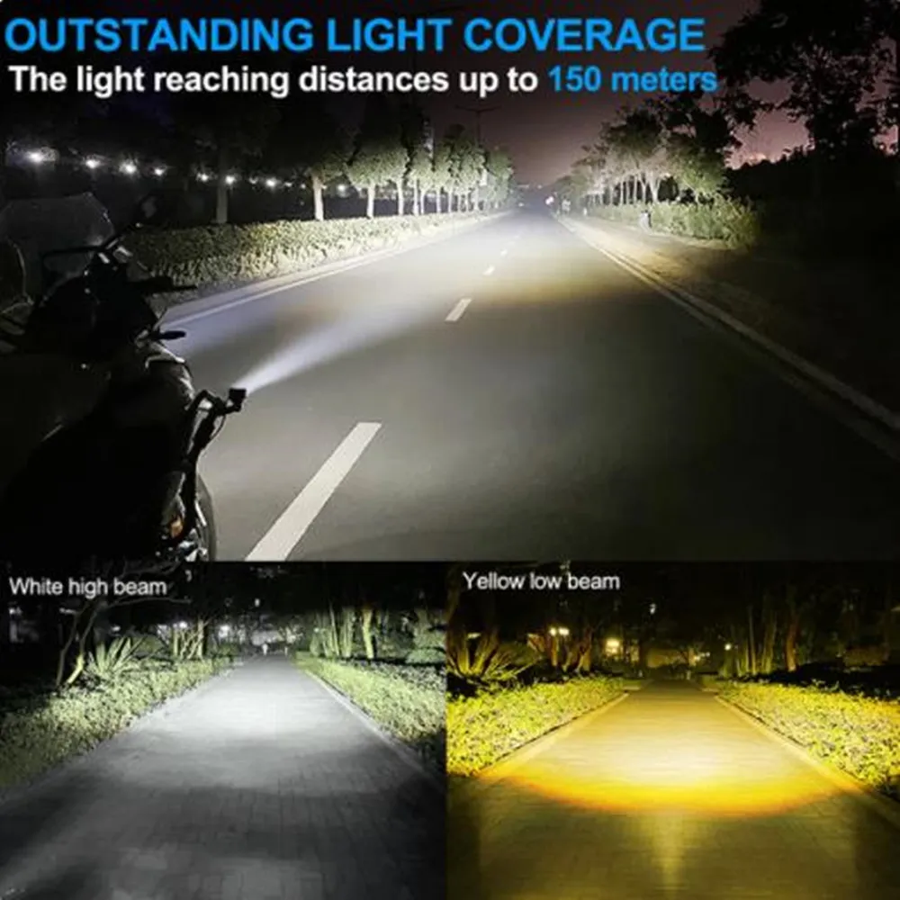 Bright Motorcycle LED Spotlight Projector Lens, Hi/Low Beam Driving ...