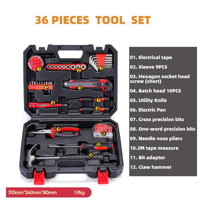 wholesale Portable Repairman Tools Set Pro Hand Tool Box Home Auto Repairs Metal Carpentry Work