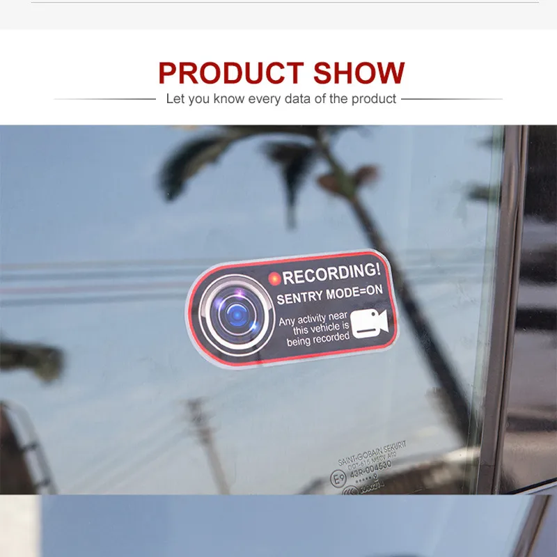 Tesla Sentry Mode Stickers: Electrostatic Car Warning Decals for ...