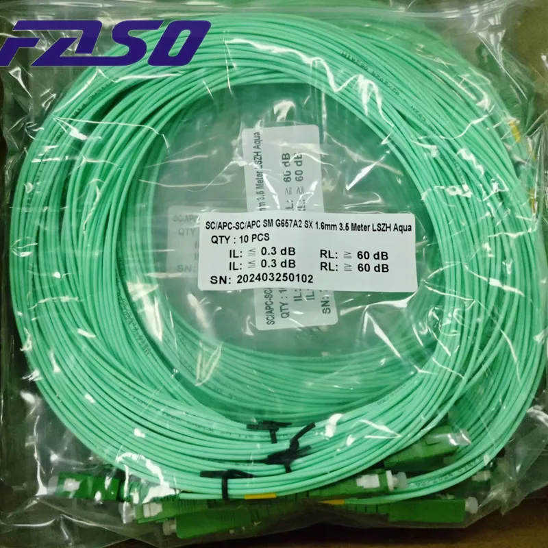 FTTH Fiber Optic Patch Cable 1.6mm, 3.5m Aqua G657A2, SC Simplex SM ...