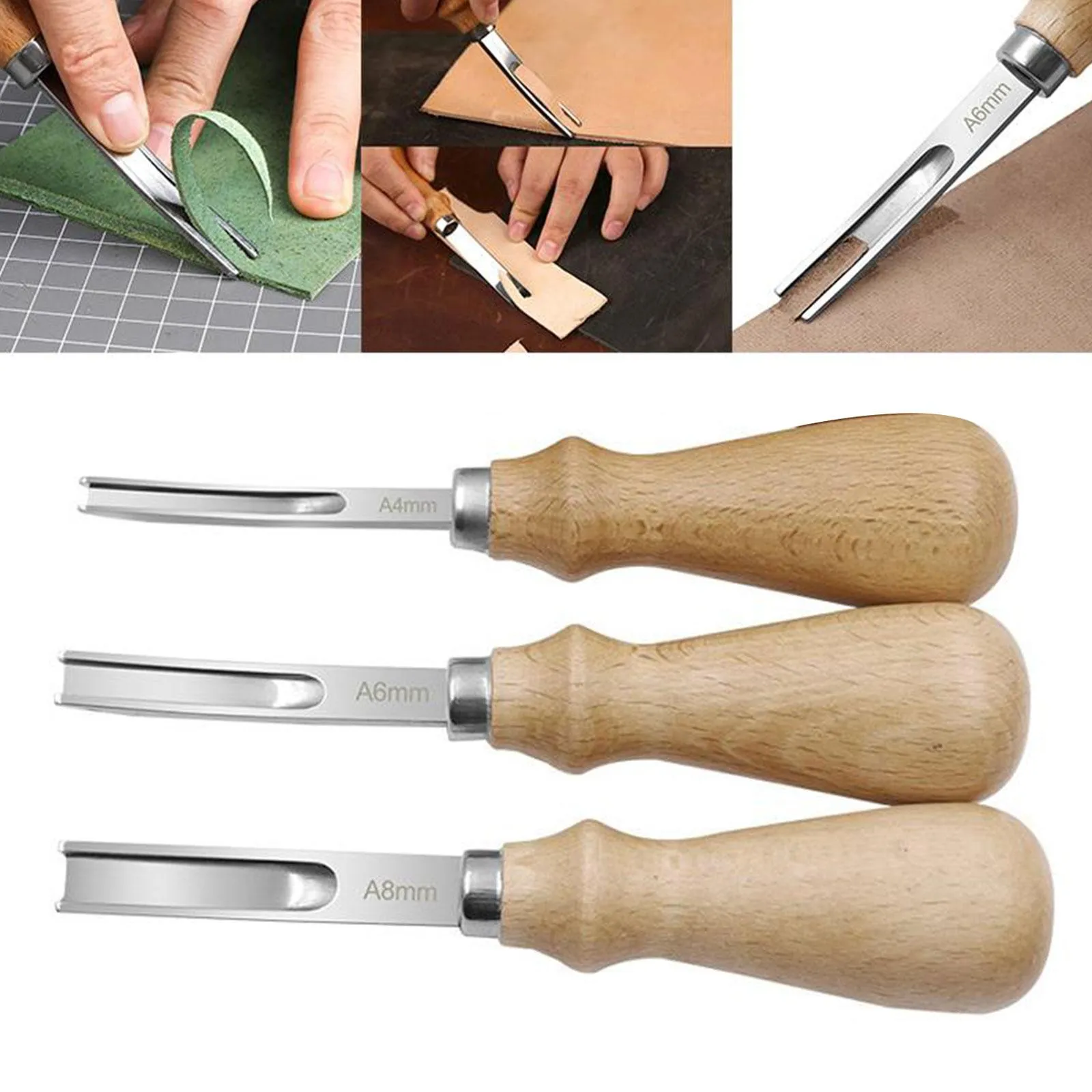 Leather Craft Tools Edge Beveler Set A4, A6, A8 Size Beveling Knife For ...