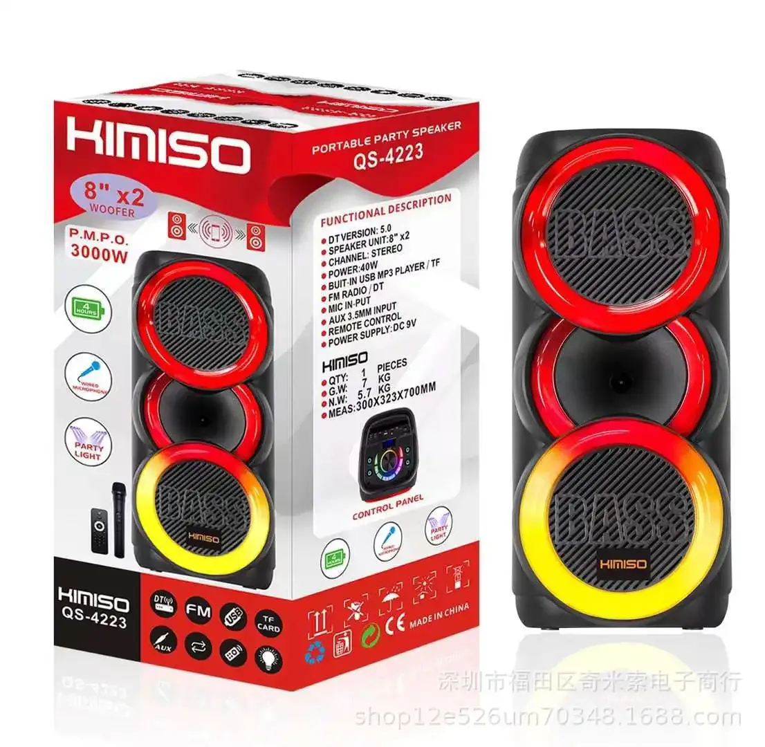 3000W Peak Power Bluetooth Speaker Dual 8 Inch LED Color Lighting ...