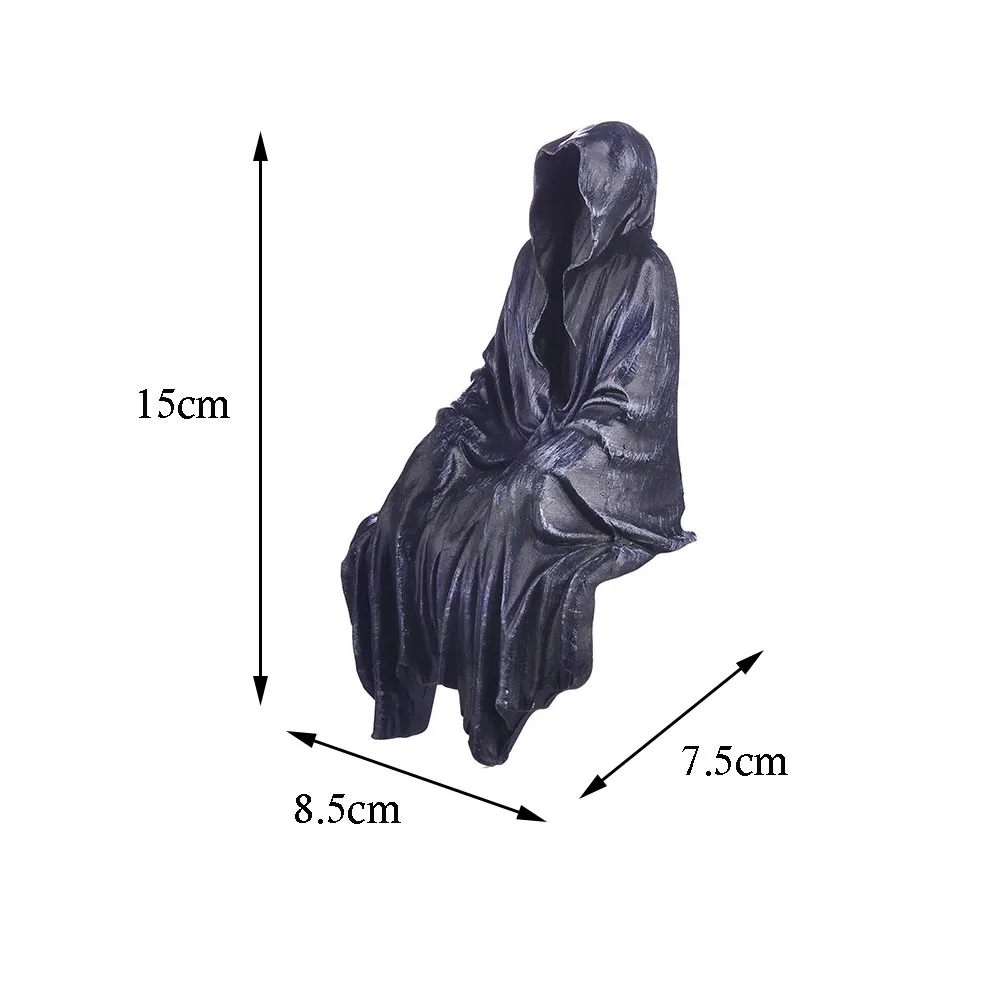 Resin Black Death Statue Horror Ghost Sculpture Ornament For Home Desk ...