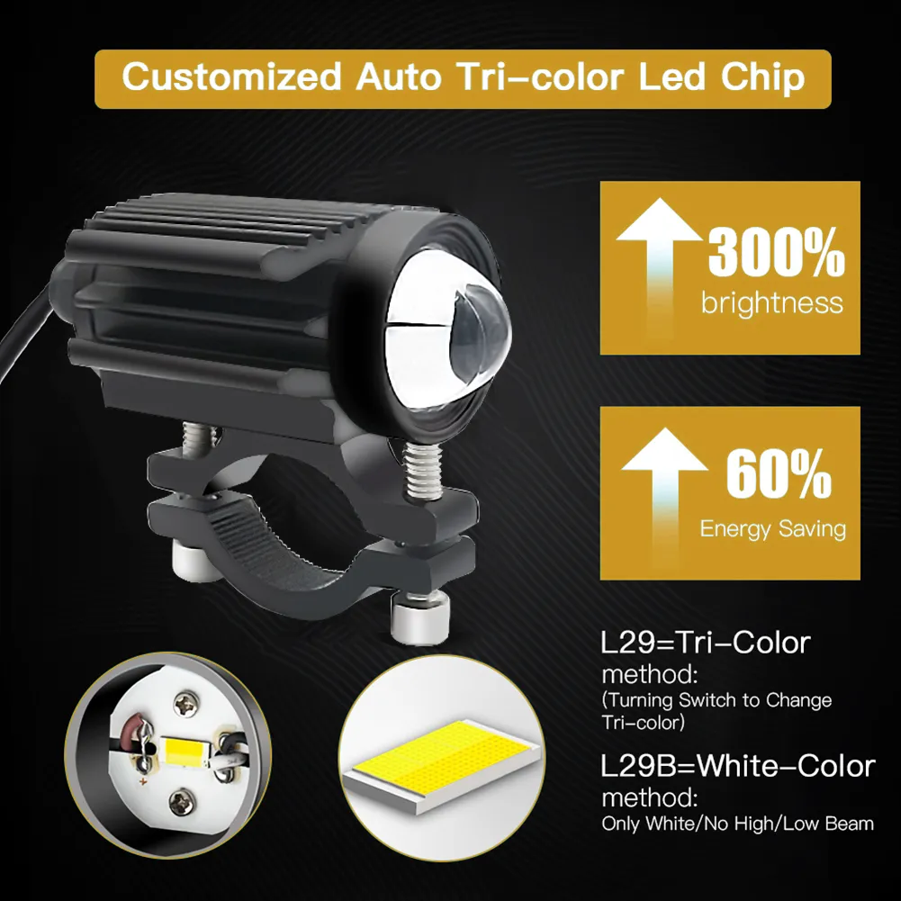 2024 30W Motorcycle Auxiliary Spotlight - Off-Road LED Driving Light for 4x4 ATV SUV UTV Jeep ...