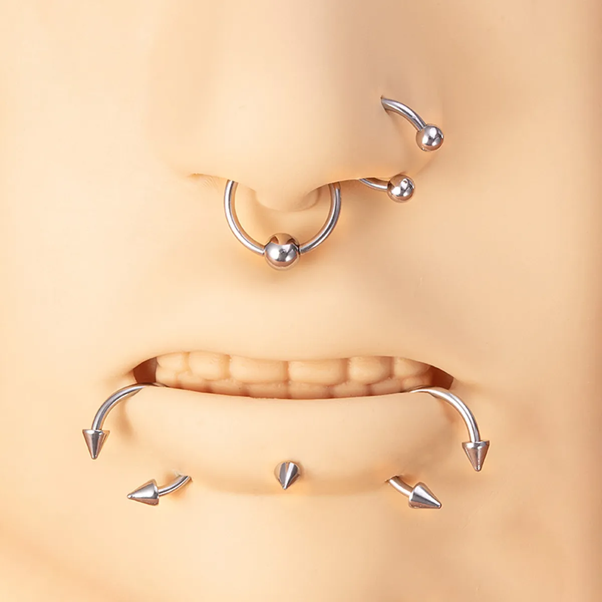 Surgical Steel Body Piercing Kit Ball Spike Nose Septum Ear Cartilage ...