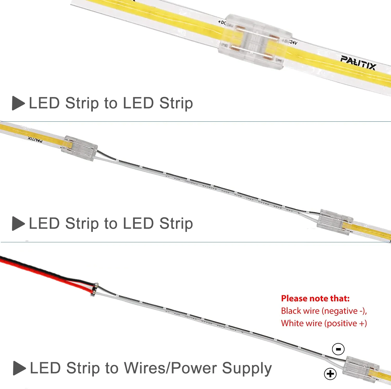 X T L Shape 2PIN Connector For COB LED Strip 8mm 10mm Single Color SMD ...