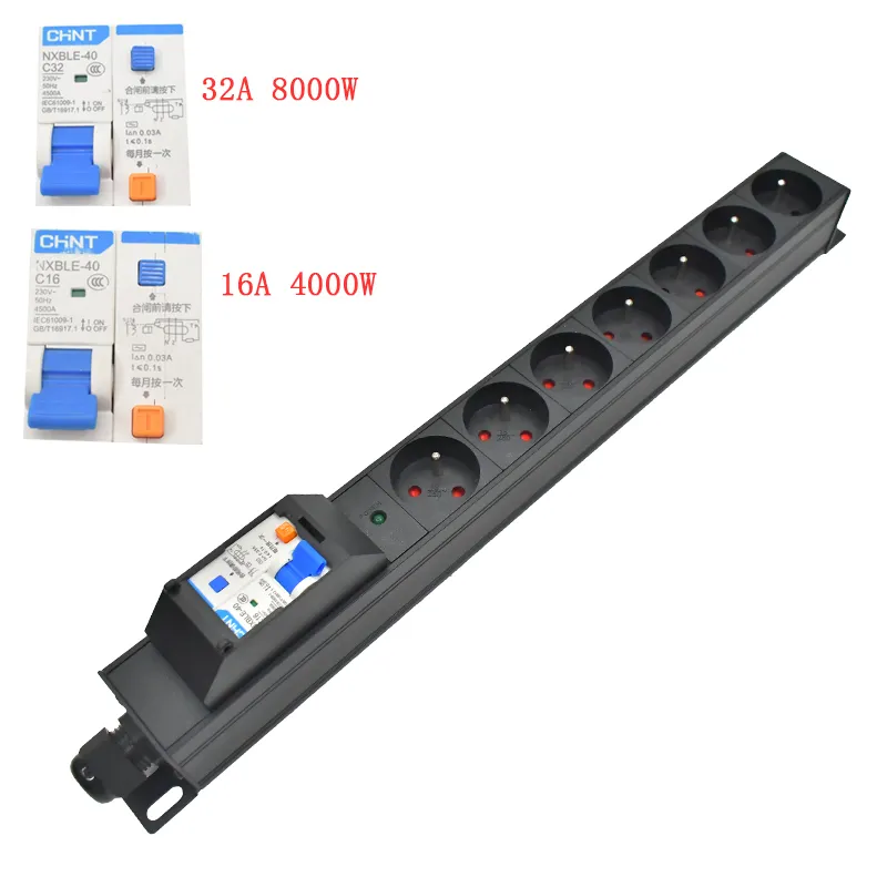 Power Socket Splitter PDU Power Strip With Short Circuit Switch, 16A ...