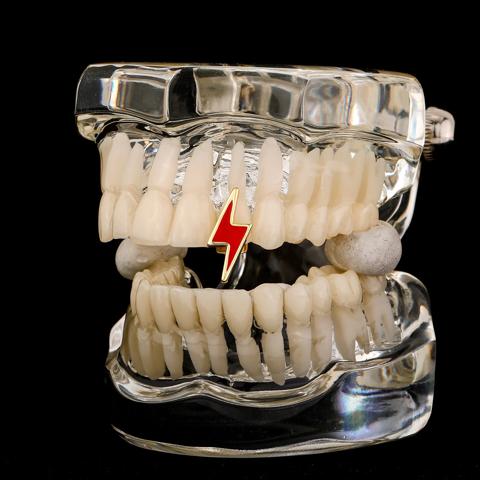 14K Gold Plated Punk Red Lightning Tooth Grillz Hip Hop Single Teeth ...