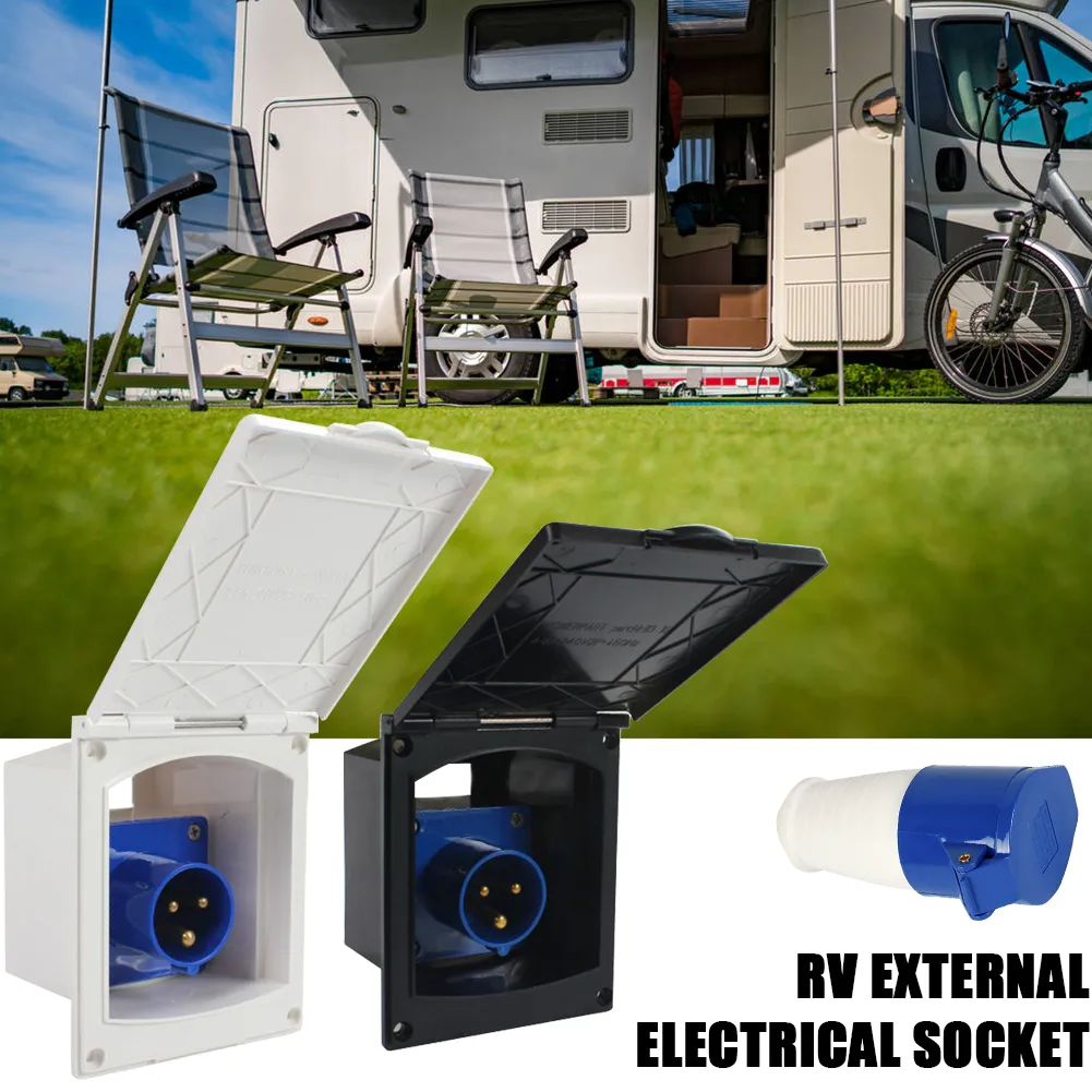 RV Camper 220V 240V 16A Waterproof External Flush Hook Up Plug Socket ...