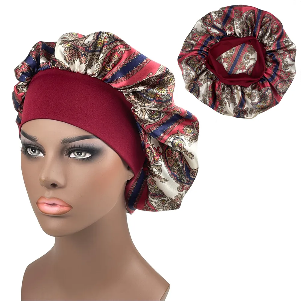 Designer Paisley Print Satin Bonnet For Women Large Size, Long Dutch ...