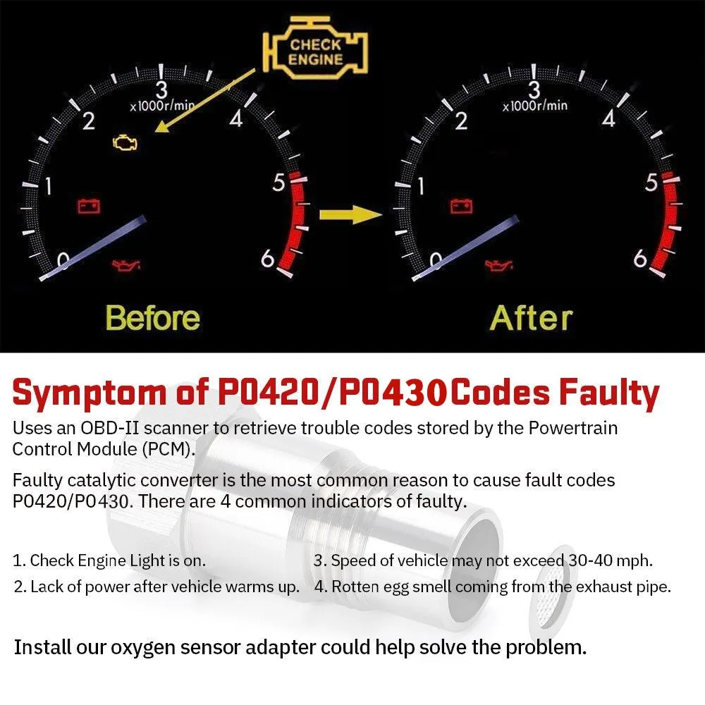 M18X1.5 Oxygen O2 Sensor P0420 P0430 CEL Fix Check Light Eliminators ...