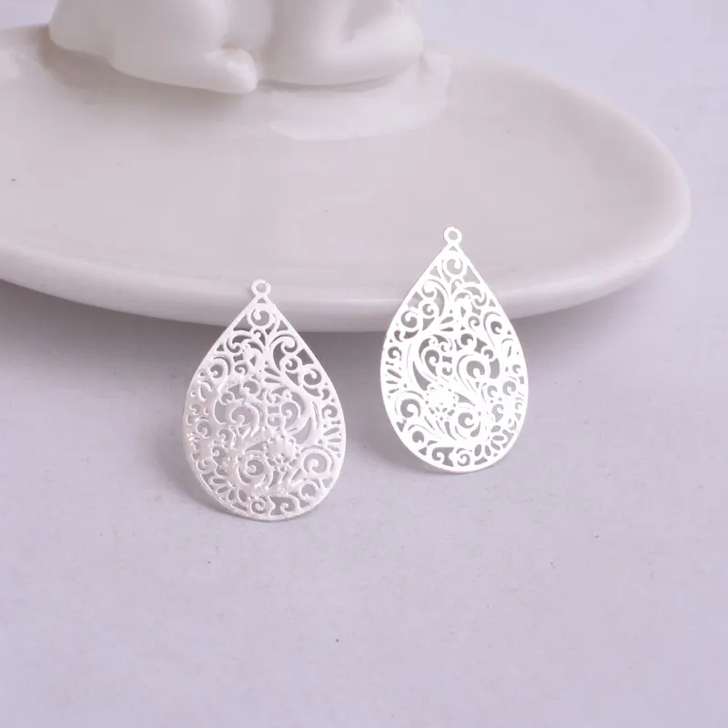Water Drop Jewelry: Gold Tone Filigree Teardrop Charms 18x30mm Brass ...