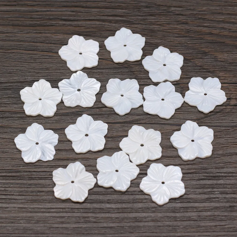 Natural White Mother Shell Flower Beads - Seashell Loose Beads for ...