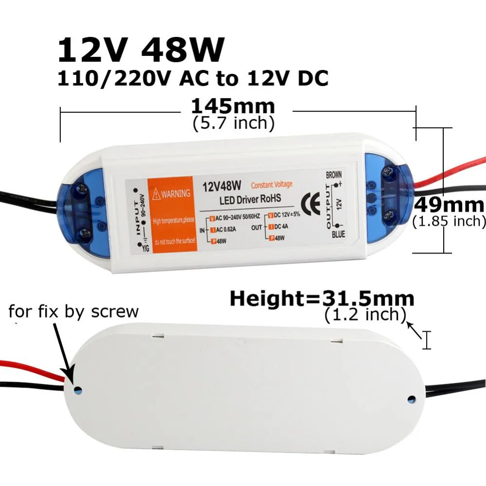 2024 Model 12V LED Driver, 5V Power Supply 18W 28W 48W 72W 100W, 220V ...