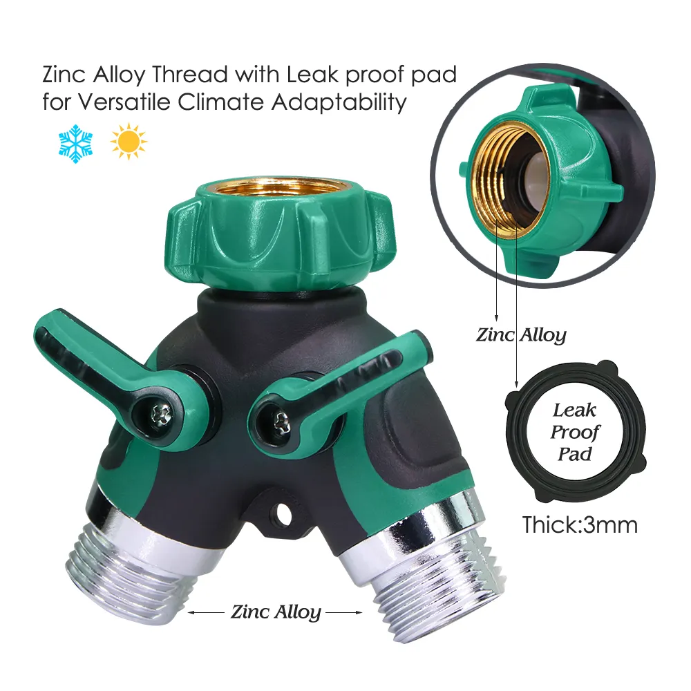 Heavy-Duty 2-Way Metal Garden Hose Splitter with Rubberized Grip ...