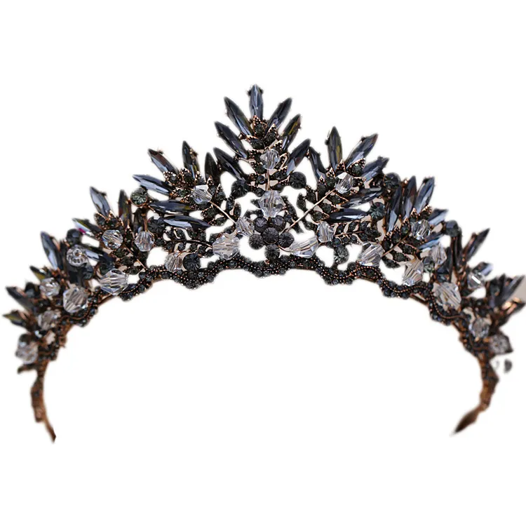 Baroque Bronze Black Crystal Beads Bridal Tiaras Rhinestone Diadem ...