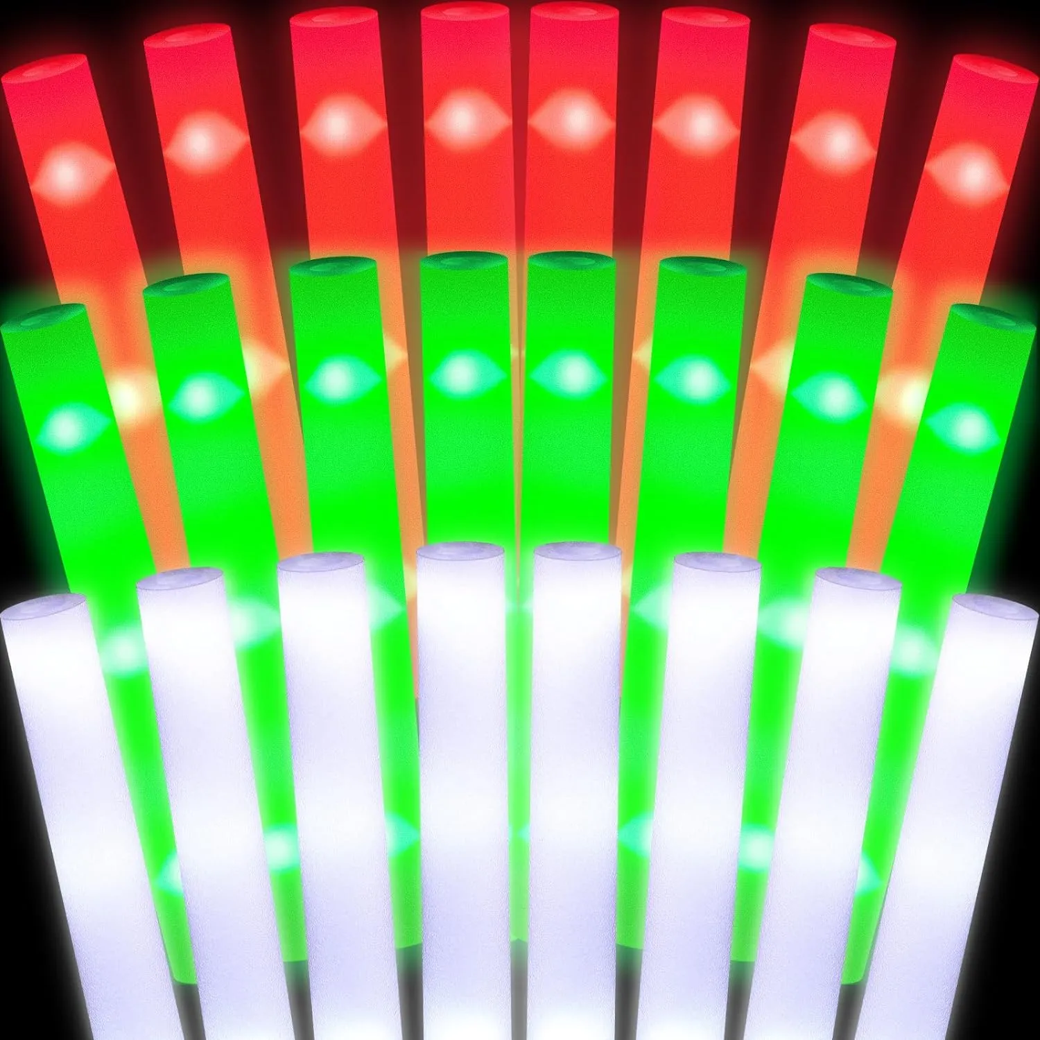 DHgate.com:60-Pack Multicolor LED Foam Glow Sticks - Flashing Light-up ...