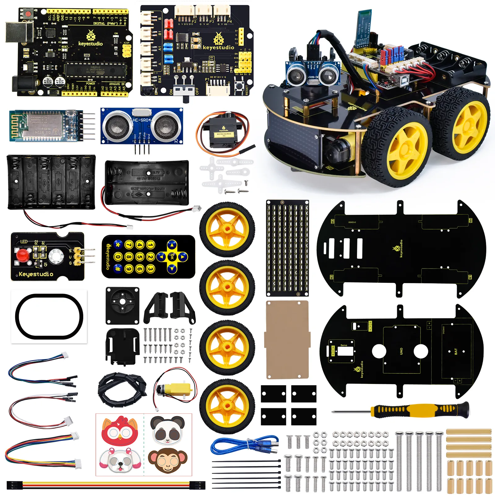 Bluetooth Car Kit 4WD Multi Function Robot Car Chassis With LED Display ...