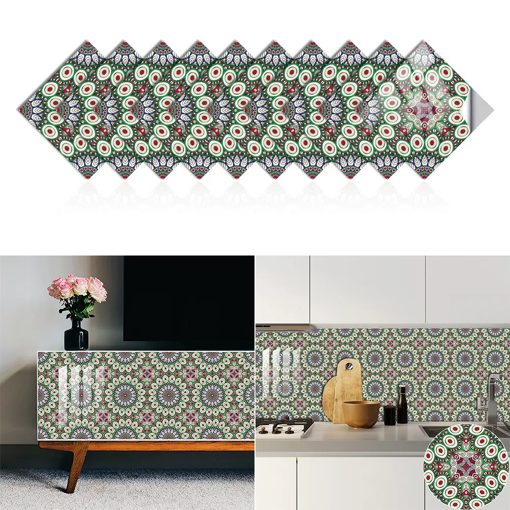 15cm Peel and Stick Waterproof Mandala Tiles Sticker for Kitchen ...