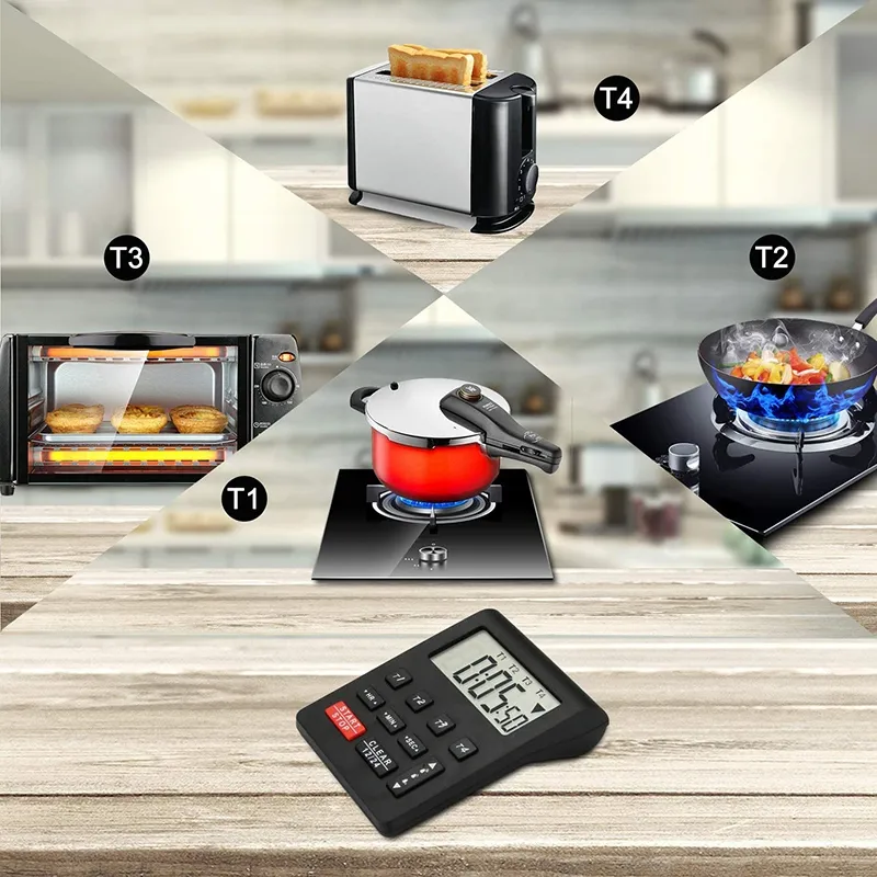 Cooking Timers: 4 Channel Digital Kitchen Clock And Timer Big Screen ...