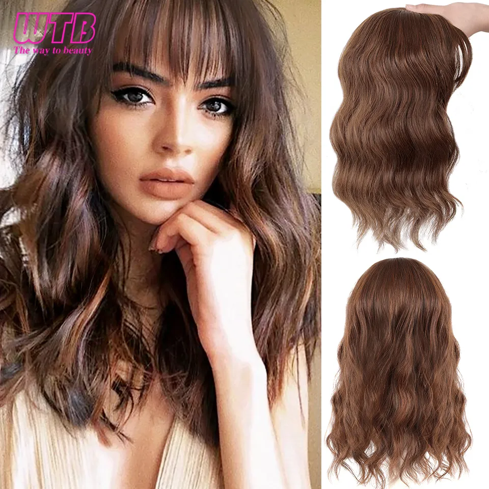 White Fluffy Synthetic Wavy Ripple Wig: Invisible Hairline, Natural ...